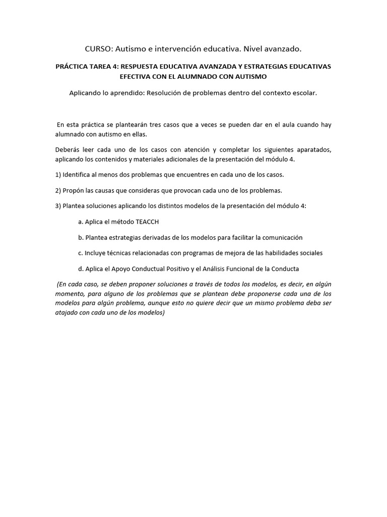 TAREA4 C | PDF | Comportamiento | Espectro autista