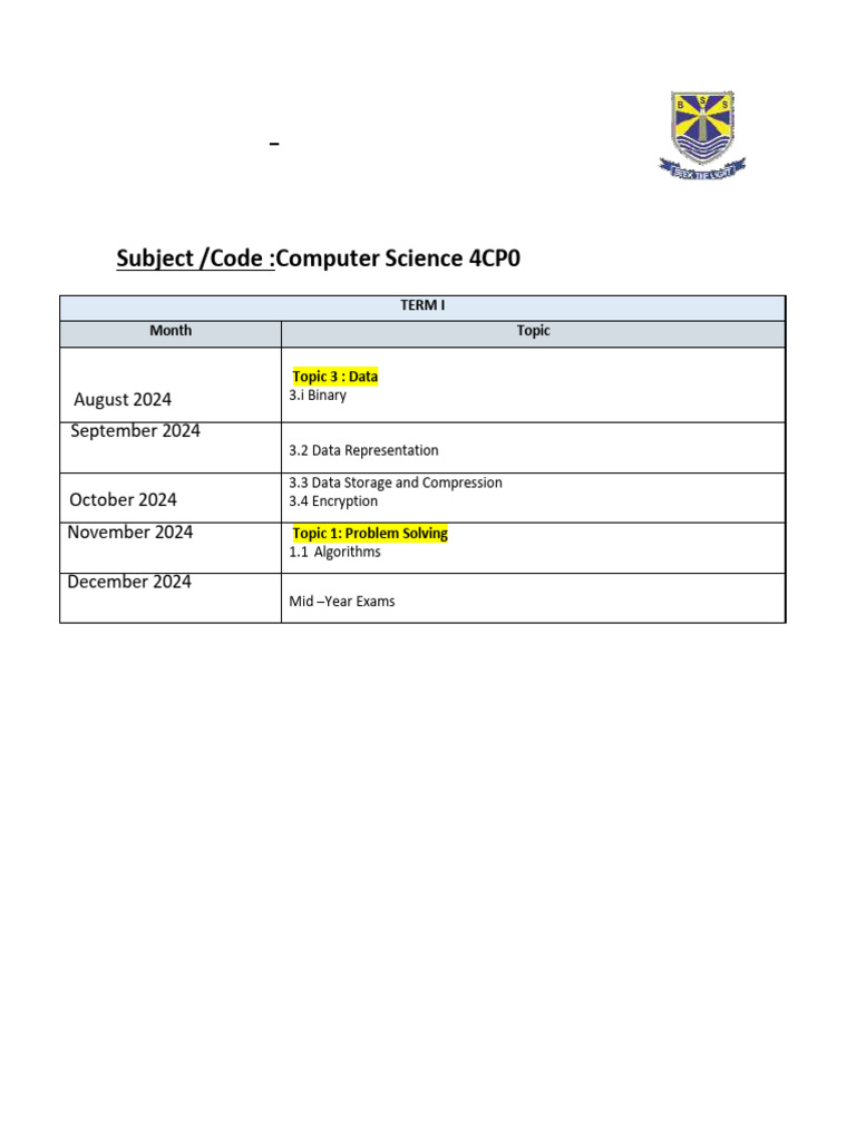 SOW Computer Science 4CP0 - GCSE | PDF
