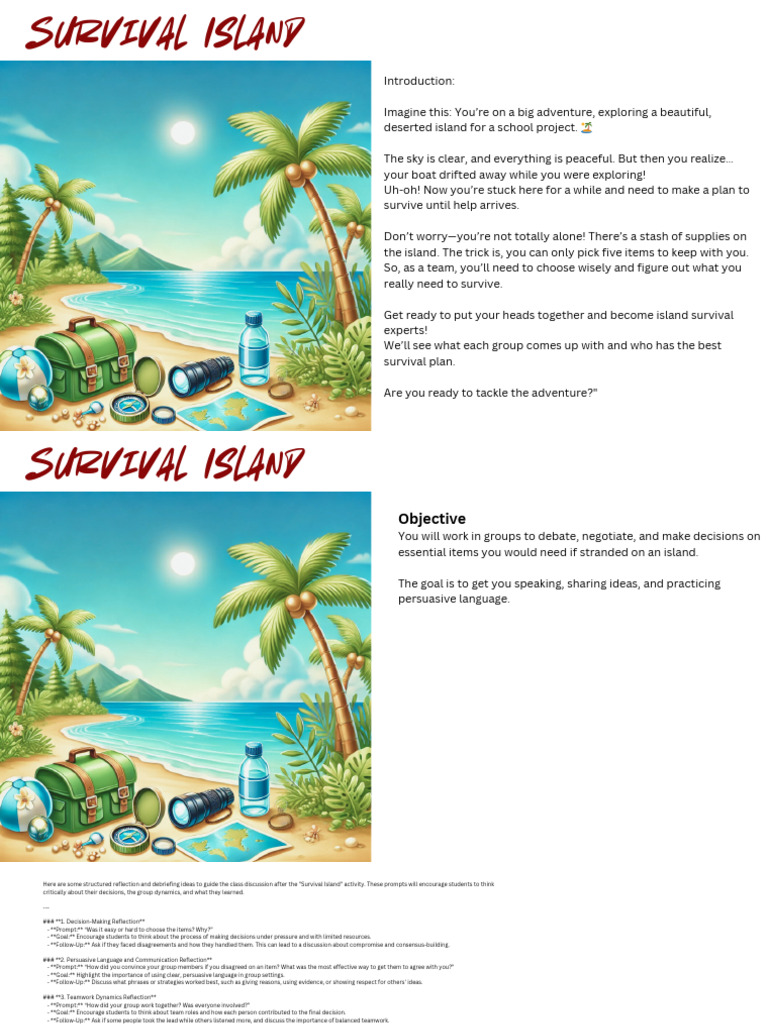 Survival Island Team Challenge | PDF | Thought | Cognitive Science