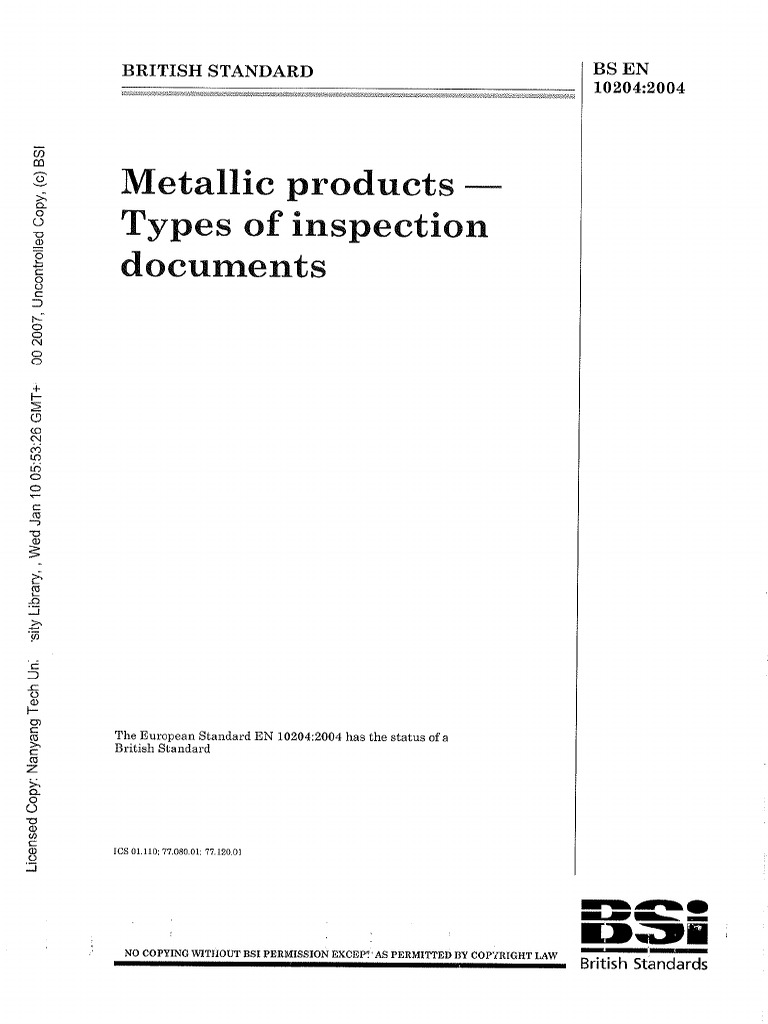 BS EN 10204 - 2004 Full | PDF