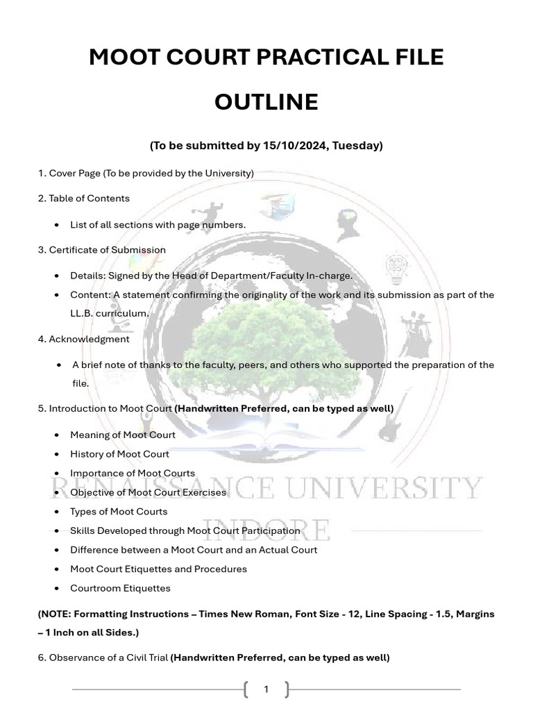 Moot Court Practical File Outline | PDF | Mootness | Lawsuit