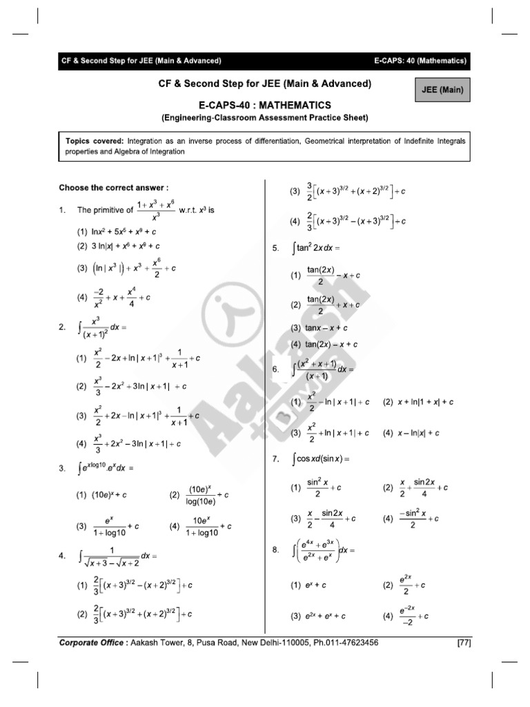 Indefinite Integrals | PDF