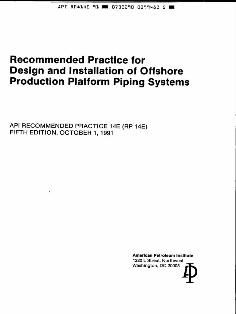 API RP 14e-Design and Installation of Offshore Production Platform ...