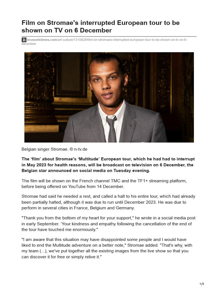 Stromae Tour Film Airs on TV Dec 6 | PDF