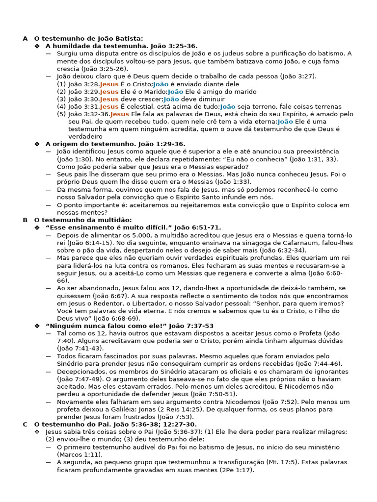 Les06 Ad - Resumo para Apresentar | PDF | Jesus | Evangelho de João