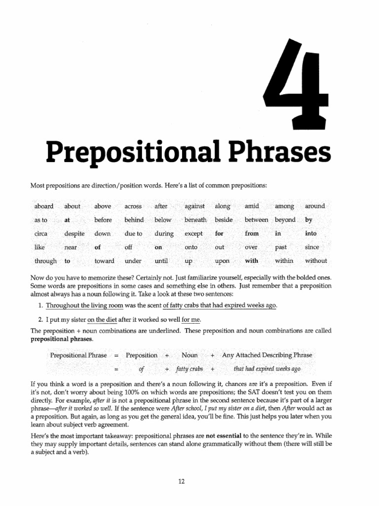 4 Prepositional Phrases | PDF