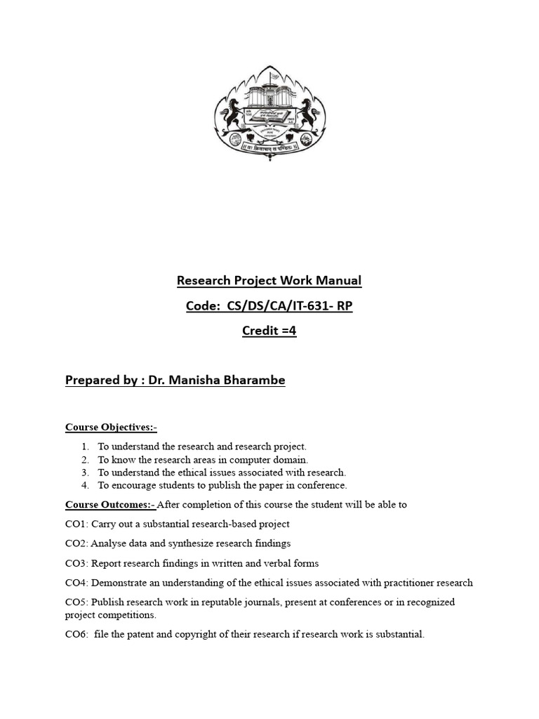 Research Project Manual - SPPU | PDF | Evaluation | Cognition