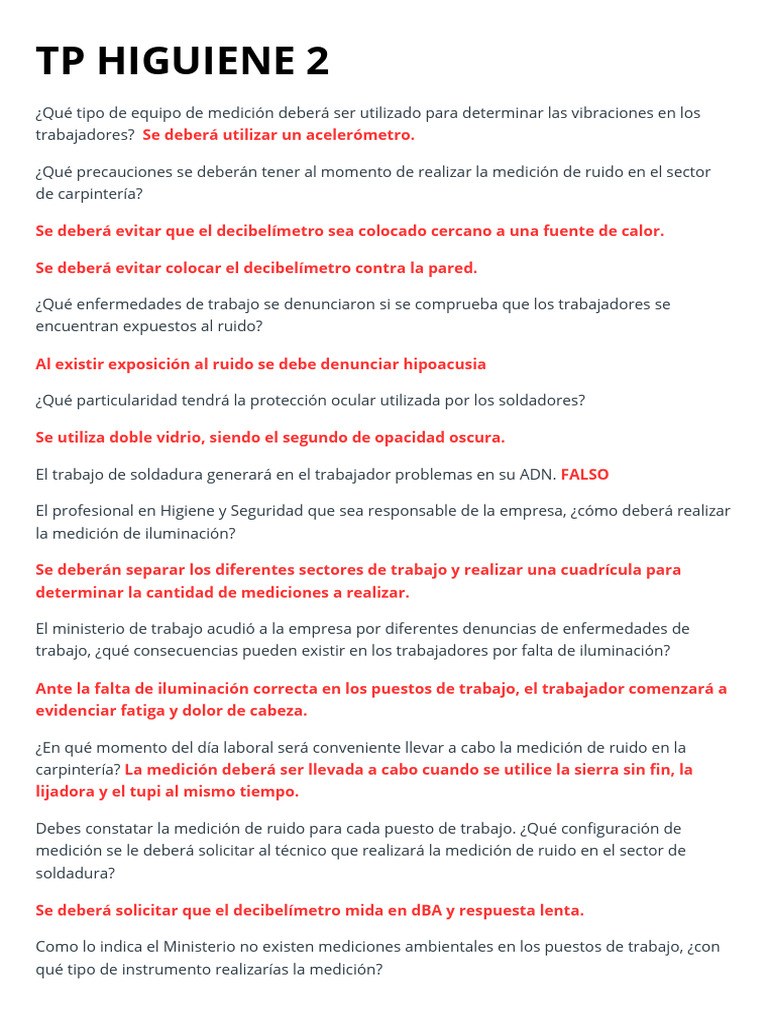 TP Higuiene 2 | PDF | ruido | Radiación