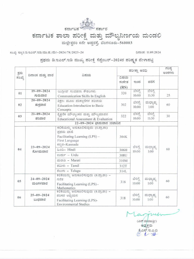 Istyear Deled Revised Timetable 11092024 | PDF