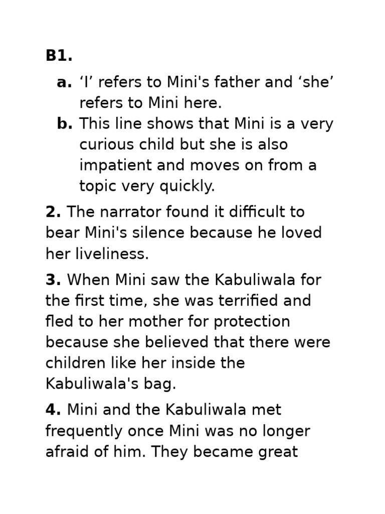 Mini and the Kabuliwala's Bond | PDF