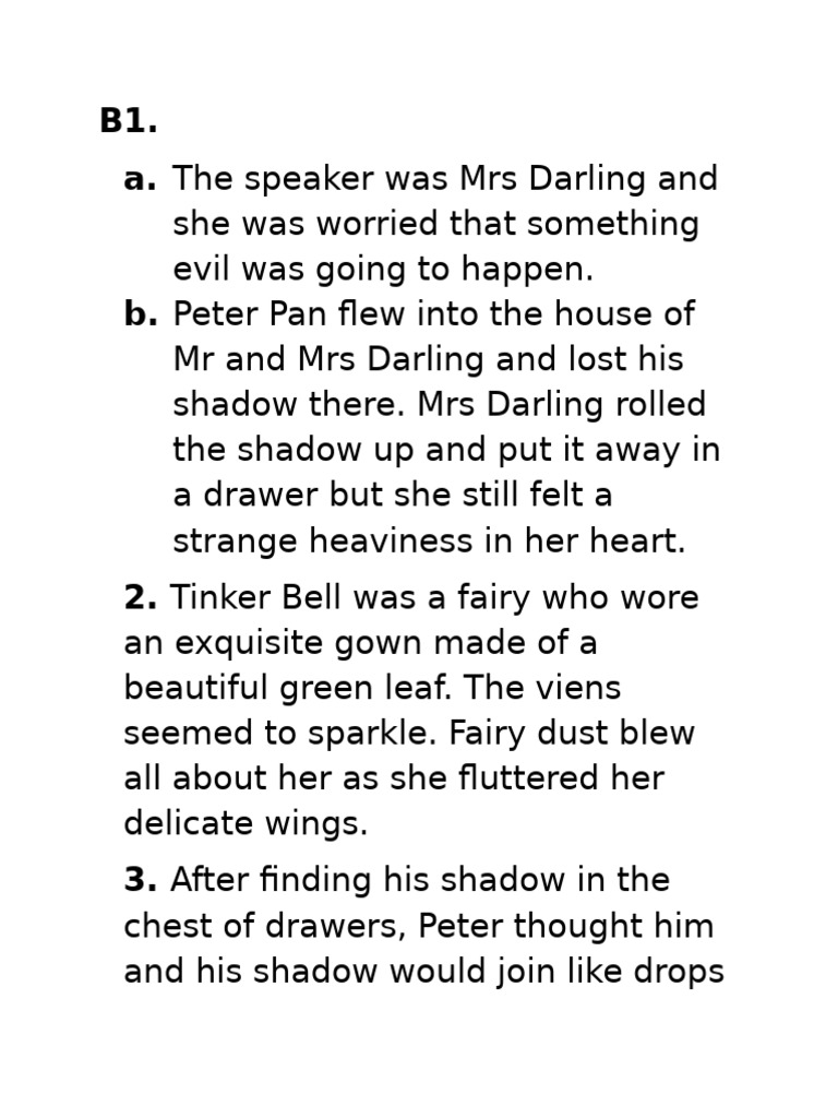 Peter and Wendy: Class 5 Q&A Guide | PDF | Art