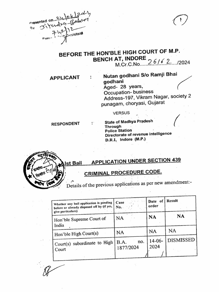 MCRC - 26162 - 2024 - APP. US 439 of CRPC 1973 - 2024-06-24 - 4919203 | PDF | Bail | Criminal ...