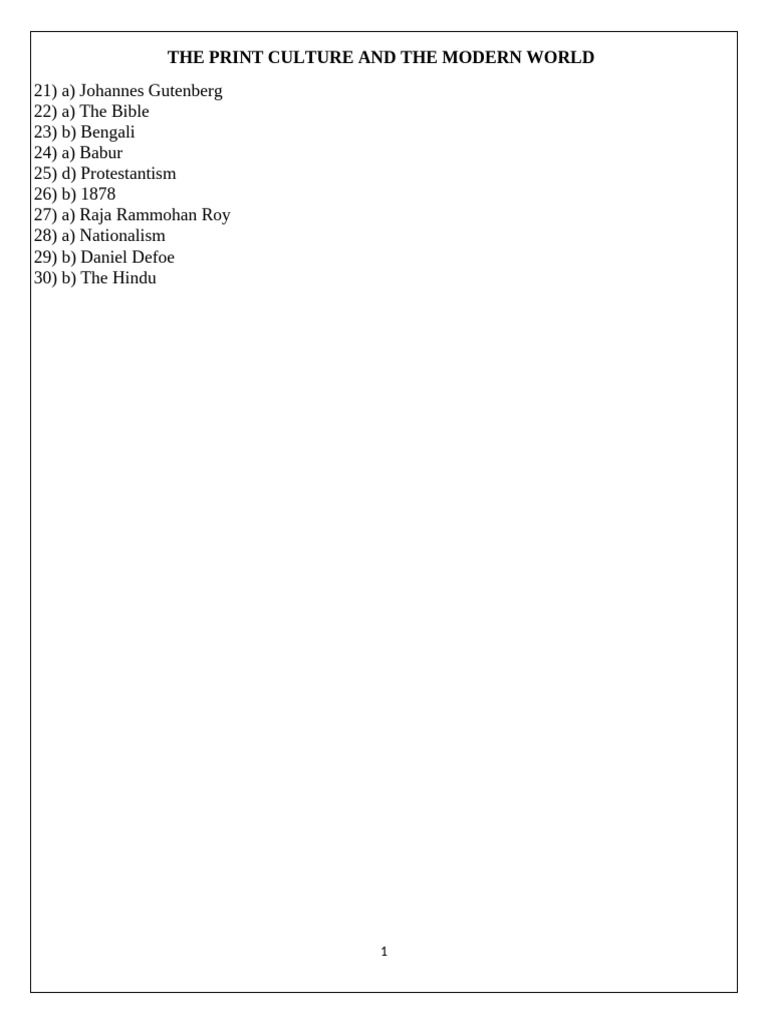 3.HIS Print Culture MCQs ANS | PDF