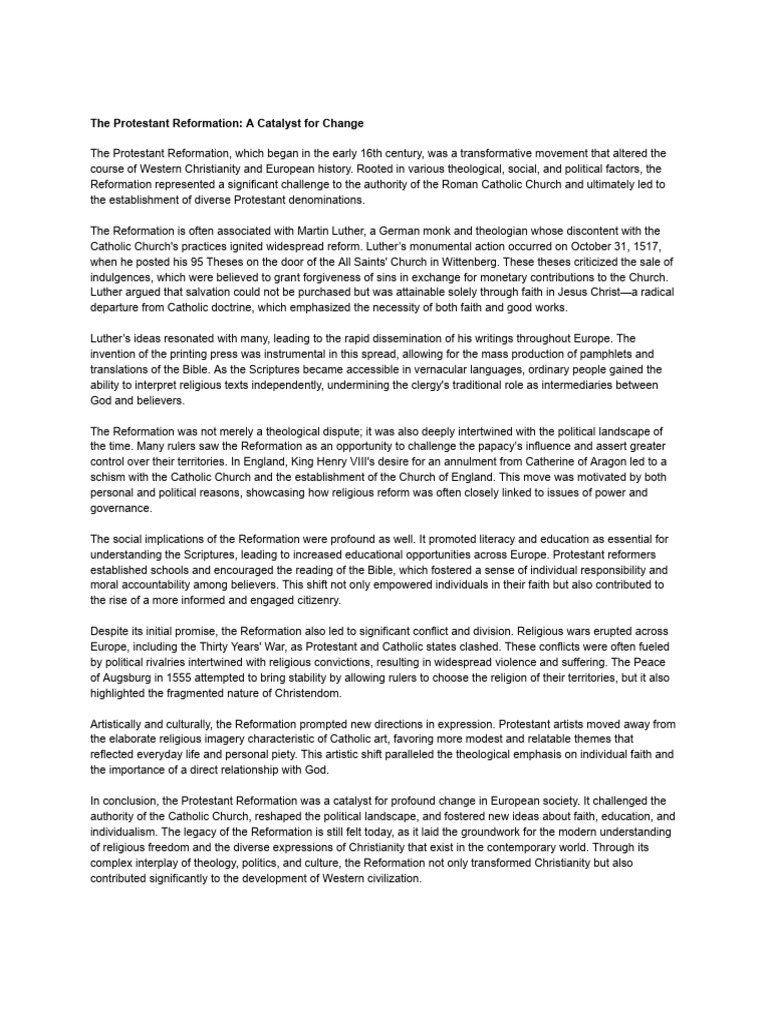 Protestant Reformation 2 | PDF | Protestantism | Catholic Church