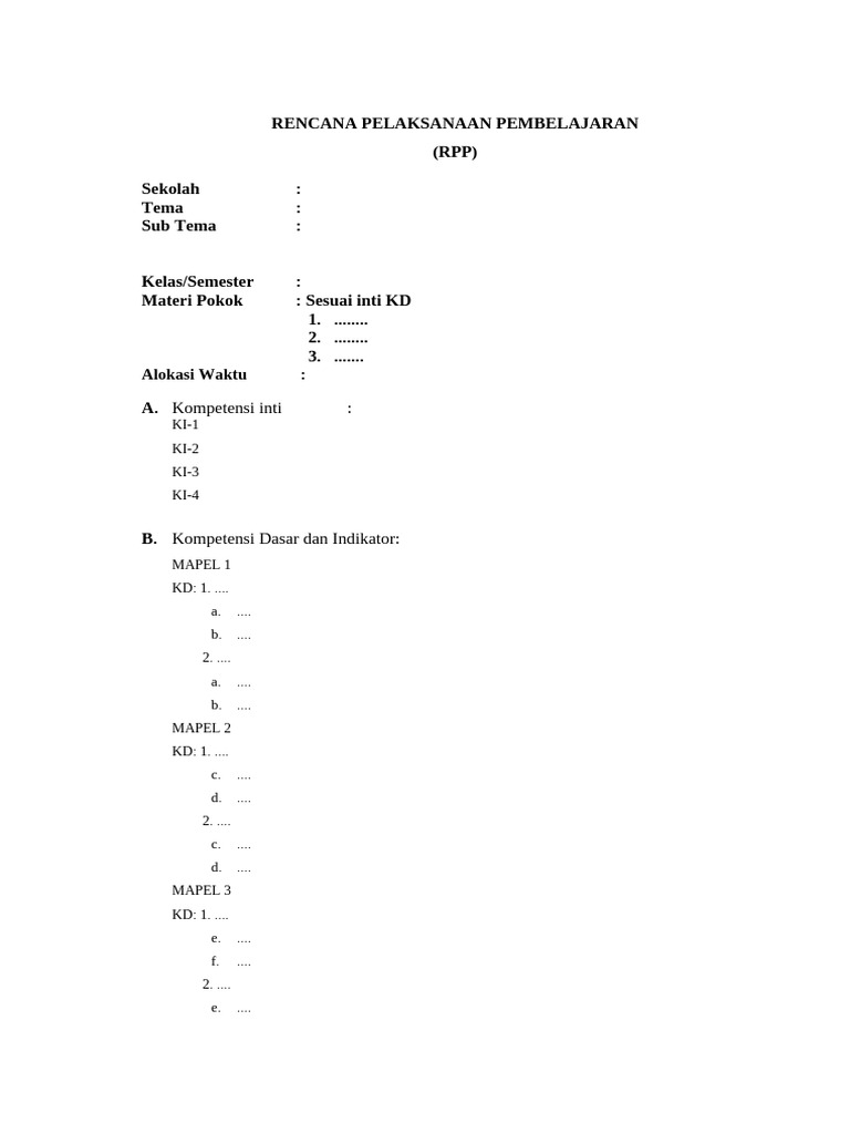 Format RPP | PDF | Seni
