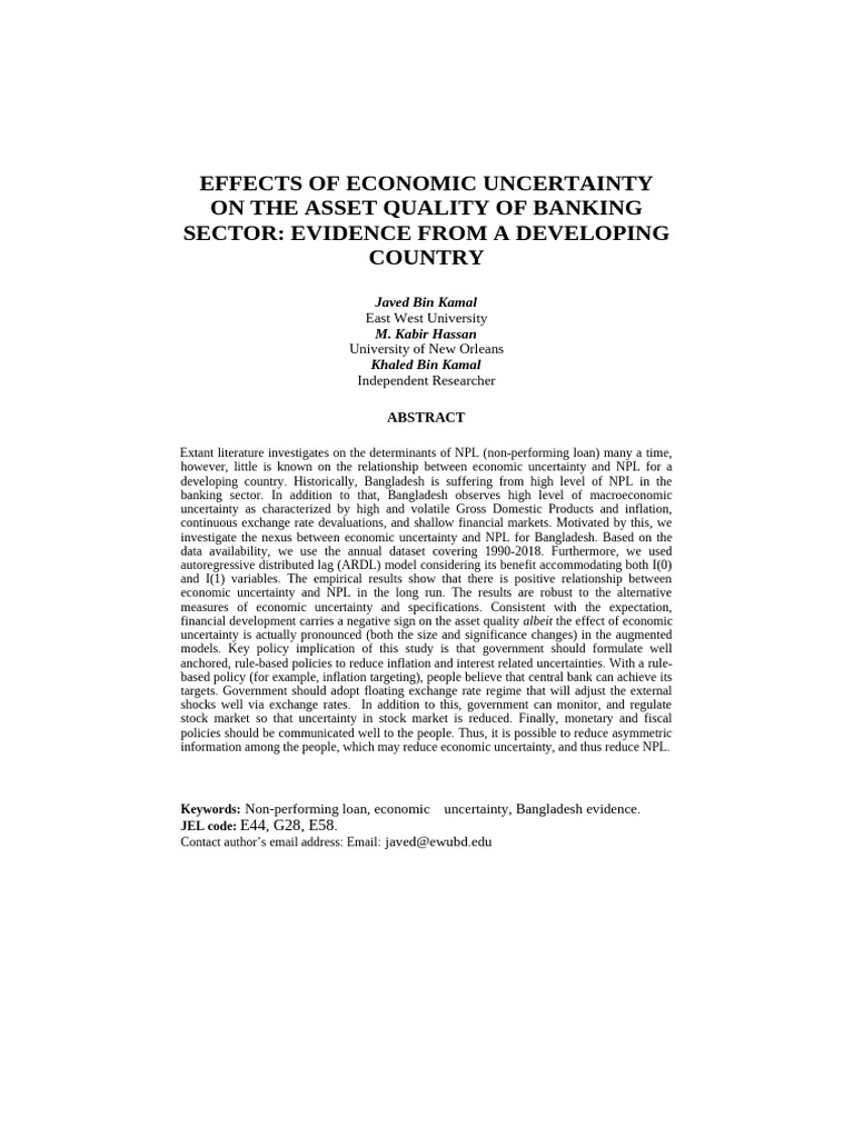 Effect of Economic Uncertainty | PDF | Inflation | Macroeconomics
