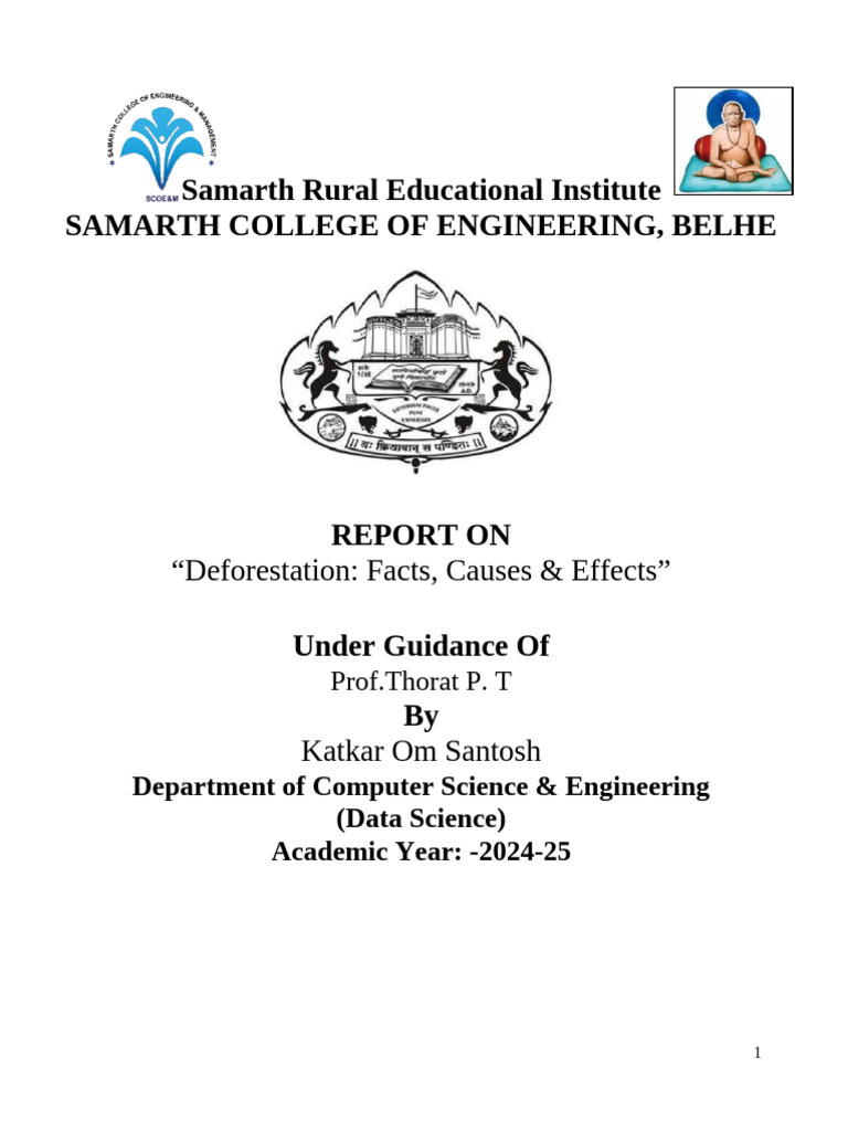 Samarth Rural Educational Institute Samarth College of Engineering, Belhe | PDF | Deforestation ...