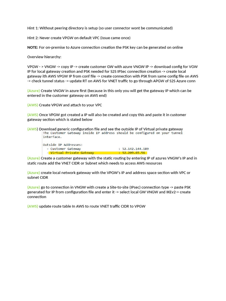 AWS To Azure S2S VPN | PDF | Computers | Technology & Engineering