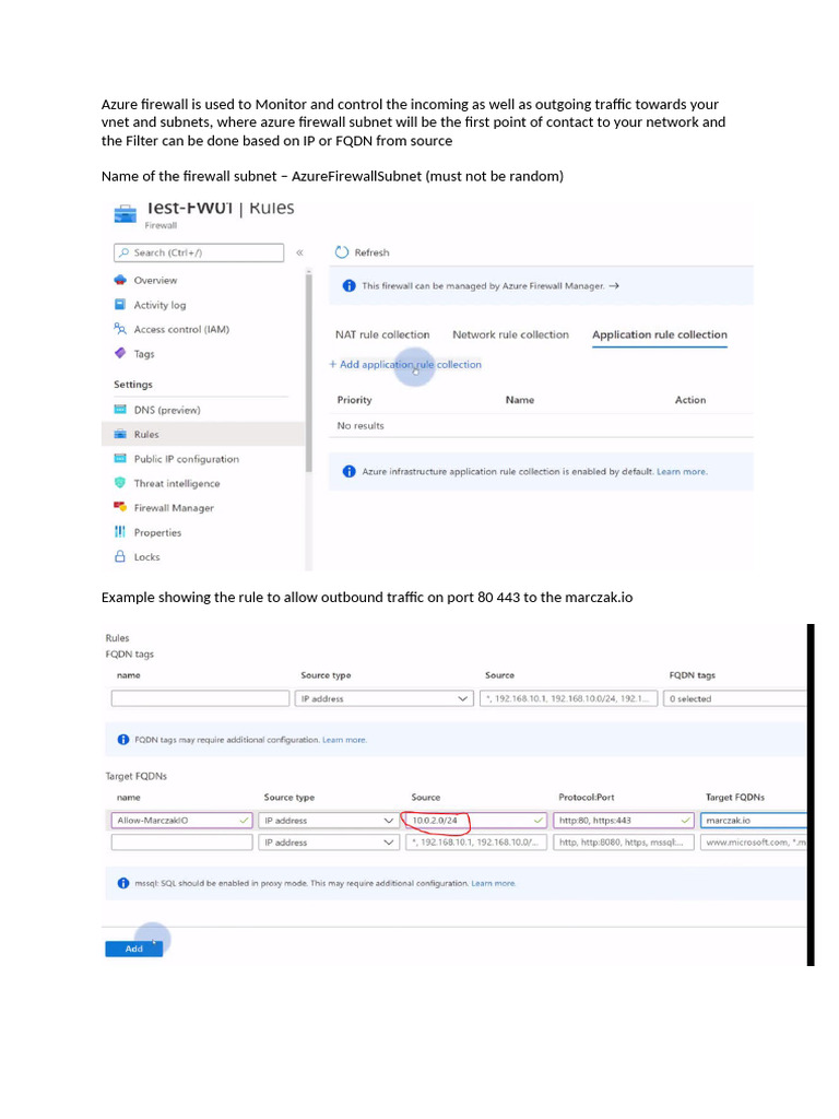 Azure Firewall Block Rule Setup | PDF