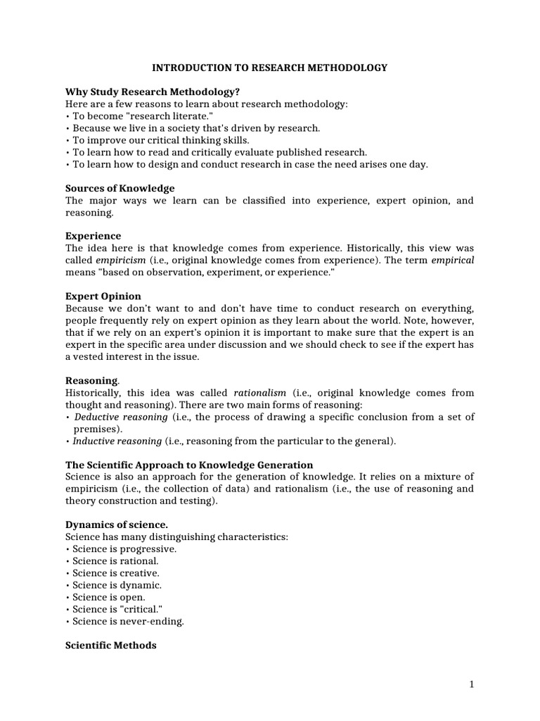 Introduction To Research Methodology | PDF | Experiment | Hypothesis
