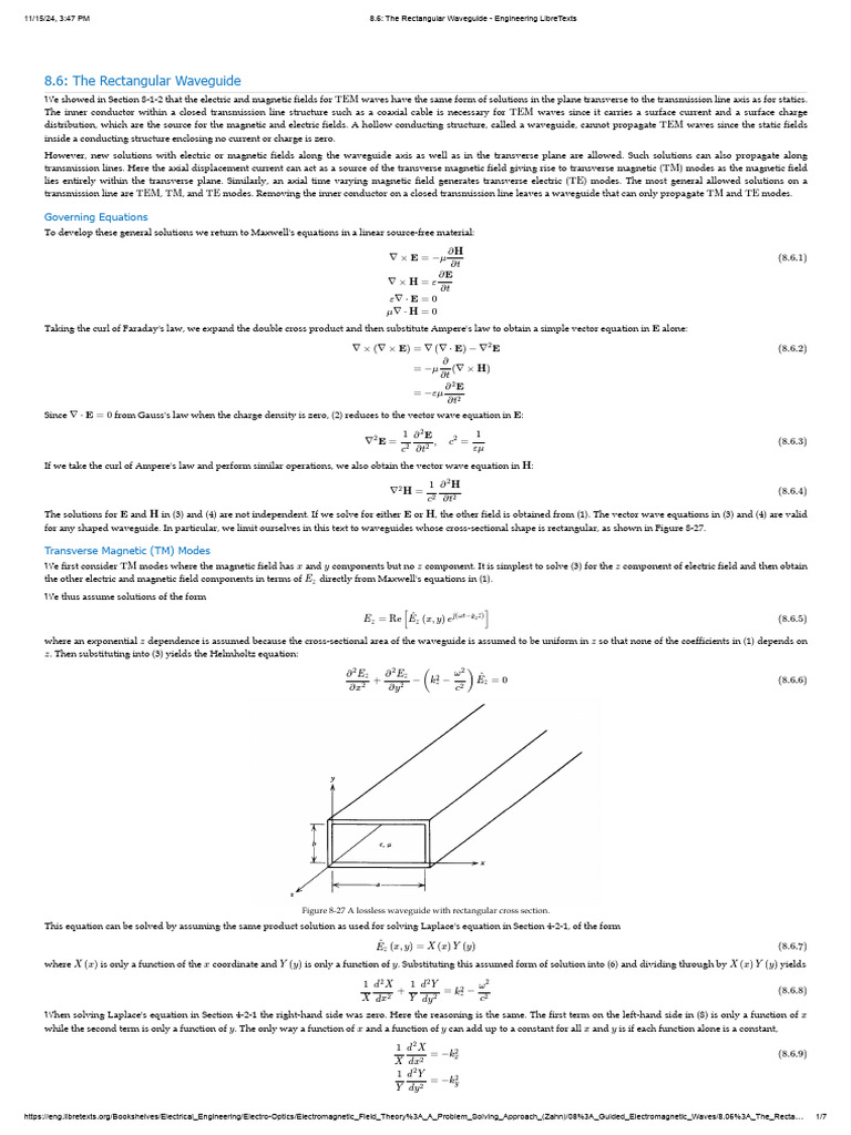 8.6 - The Rectangular Waveguide - Engineering LibreTexts | PDF ...
