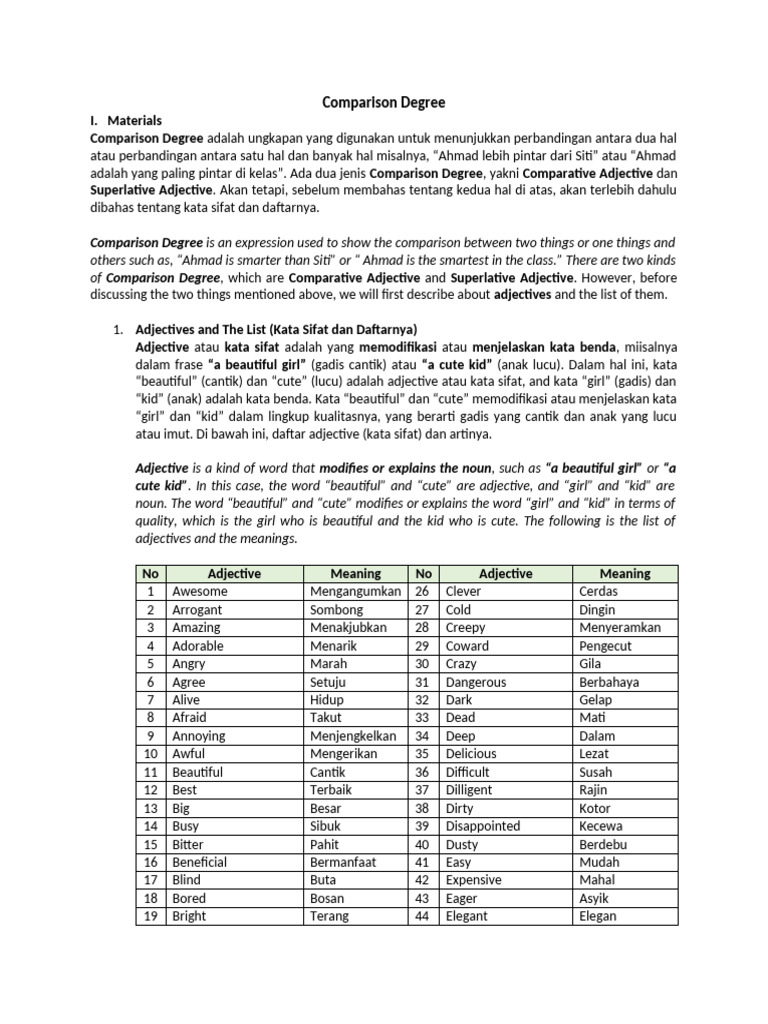 Modul Comparison Degree | PDF | Adjective | Grammar