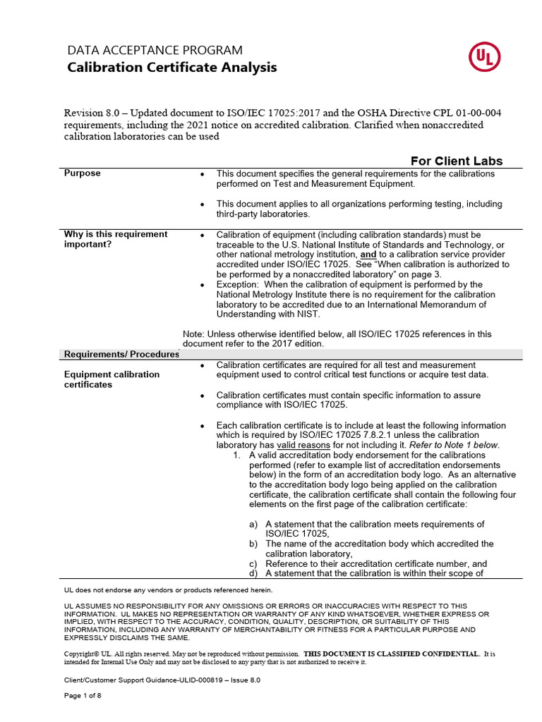 00-OP-C0032 - V8.0 - Calibration Certificate Analysis v8 | PDF ...