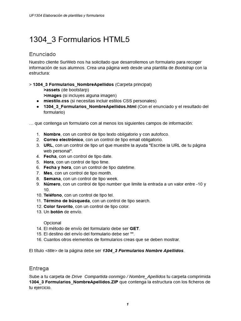1304 - 3 Formularios HTML5 | PDF | Informática