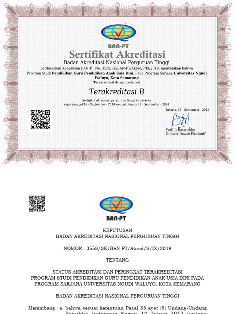 Akreditasi-Pg - Paud Program Sarjana | PDF