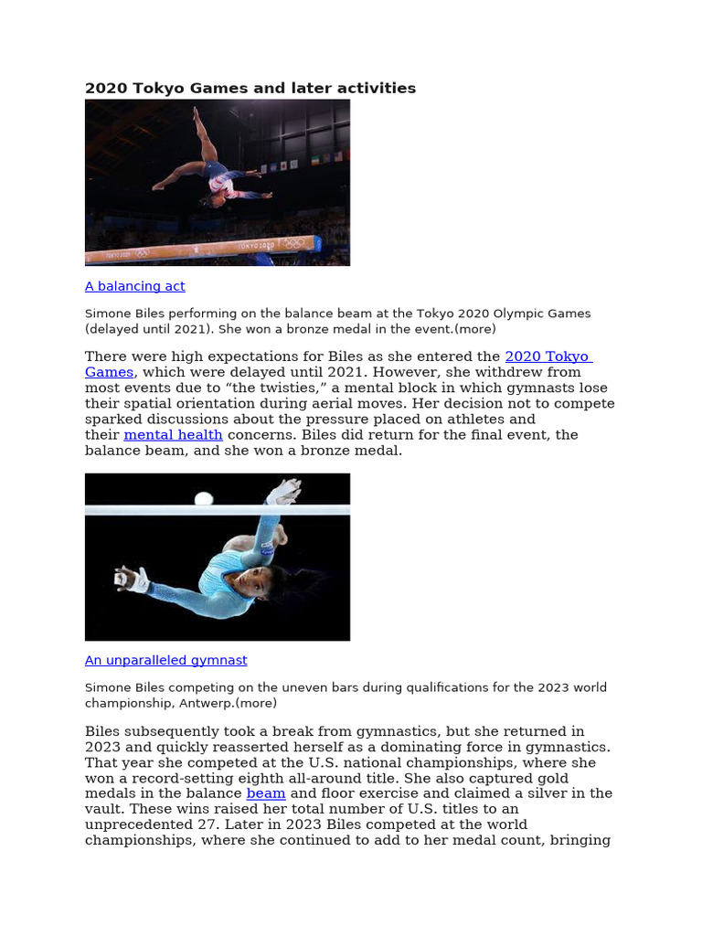 2020 Tokyo Games and Later Activities | PDF