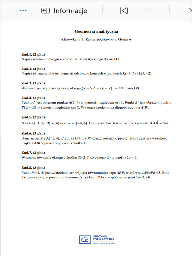Geometria Analityczna ZP | PDF