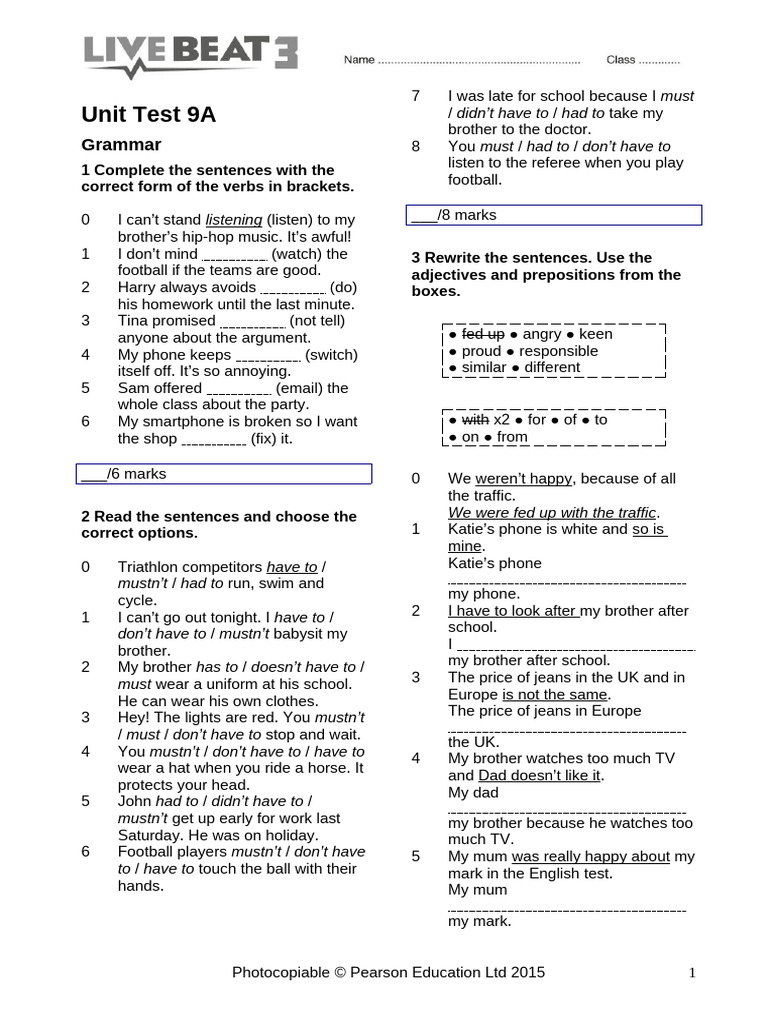 LB3_Unit_test_09A | PDF | Linguistic Morphology | Grammar