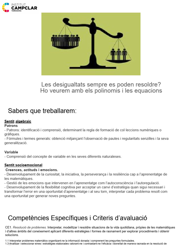 S.A. 2 Les Desigualtats Sempre Es Poden Resoldre - Polinomis I ...