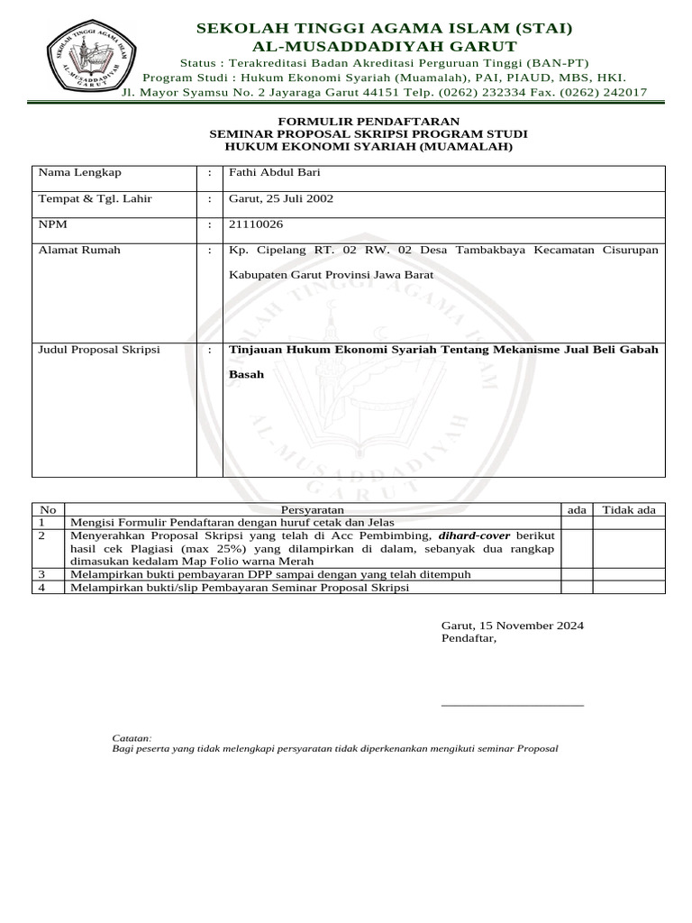 Form Seminar Proposal | PDF