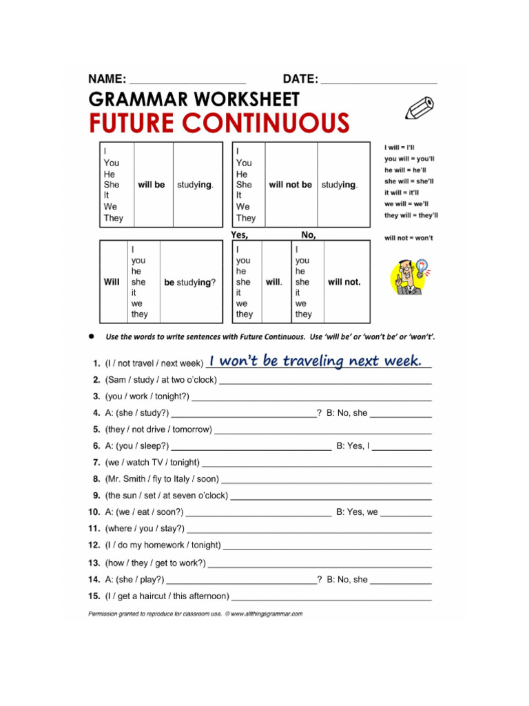 Future Continous Tense | PDF