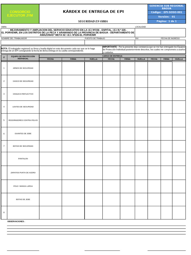 Kardex de EPP JYM | PDF