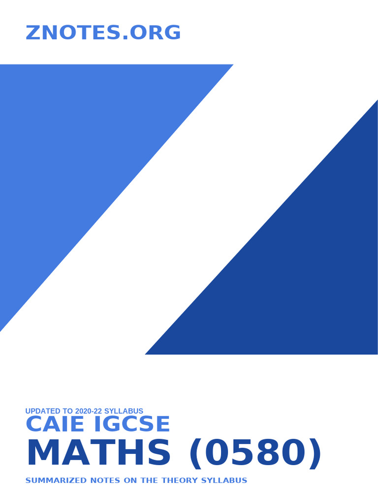 Znotes Caie Igcse Maths 0580 Theory v2 | PDF | Rectangle | Triangle