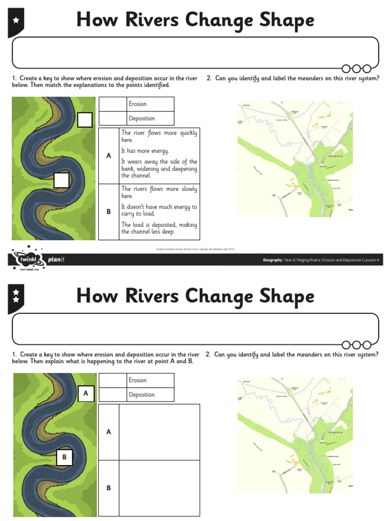 Activity Sheet How Rivers Change Shape | PDF | River | Erosion