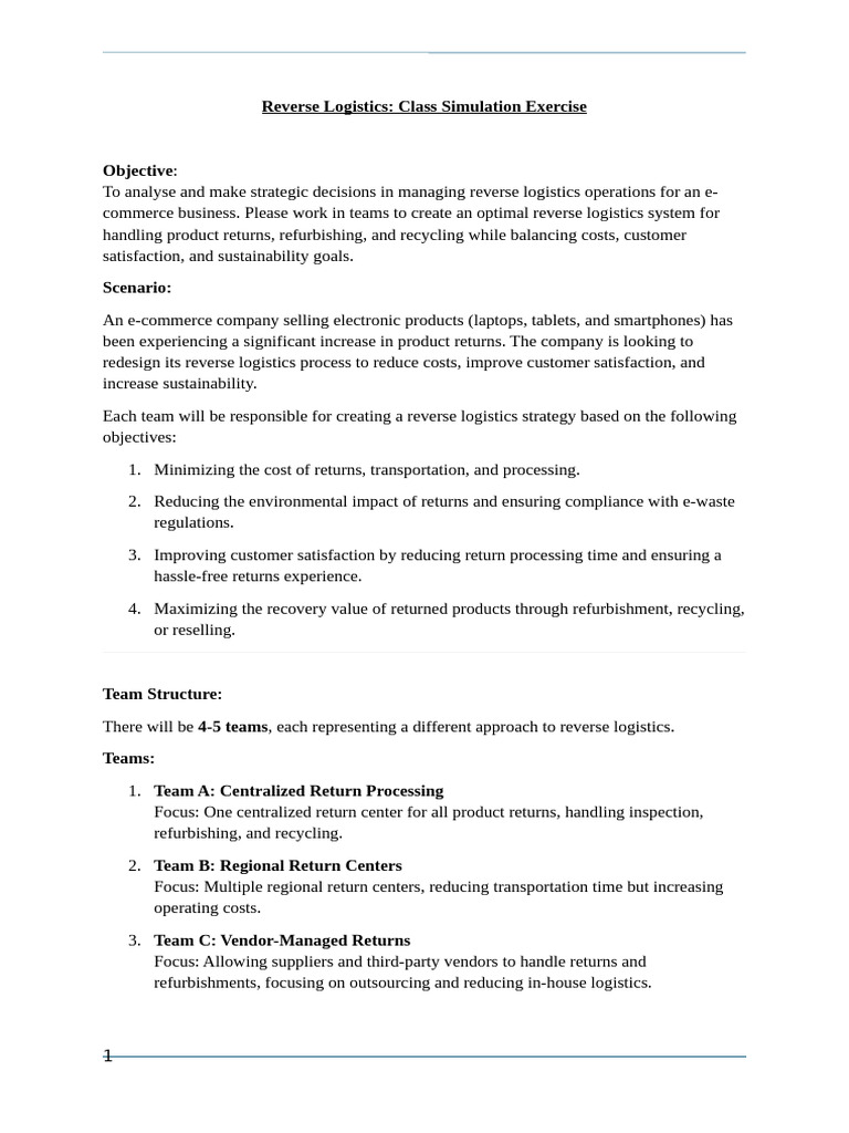 Reverse Logistics | PDF | Logistics | Recycling