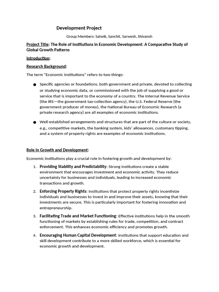 Development Project | PDF | Economic Growth | Institution