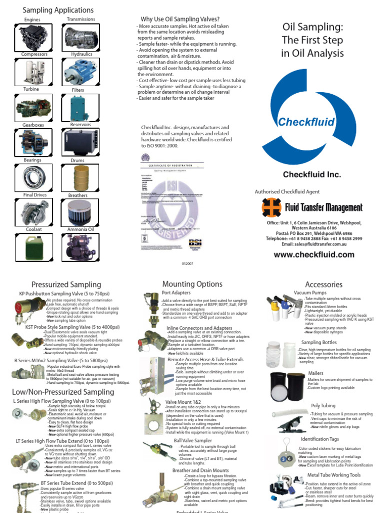 Oil Sampling Valves and Applications Guide | PDF | Valve | Pipe (Fluid ...