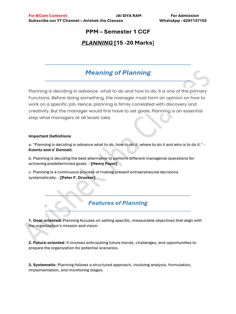 PPM Planning New Notes | PDF | Swot Analysis | Decision Making
