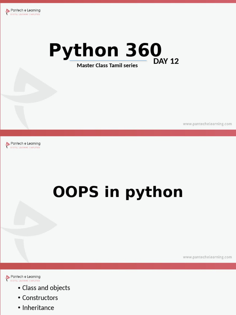 OOPS Concepts in Python: Tamil Guide | PDF | Computers