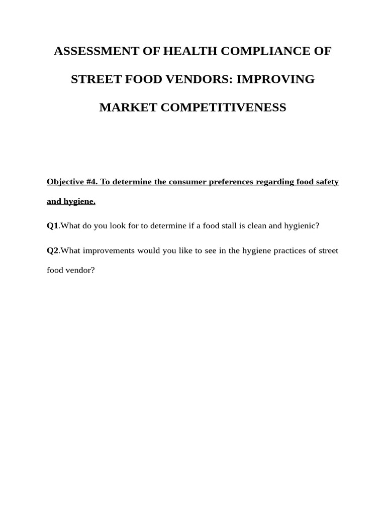 Questionnaire For Customer | PDF | Hygiene