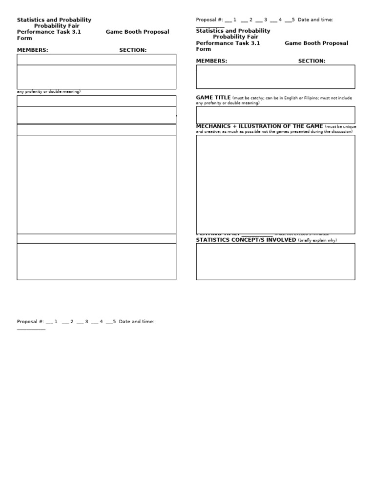 Game Booth Proposal for Probability Fair | PDF