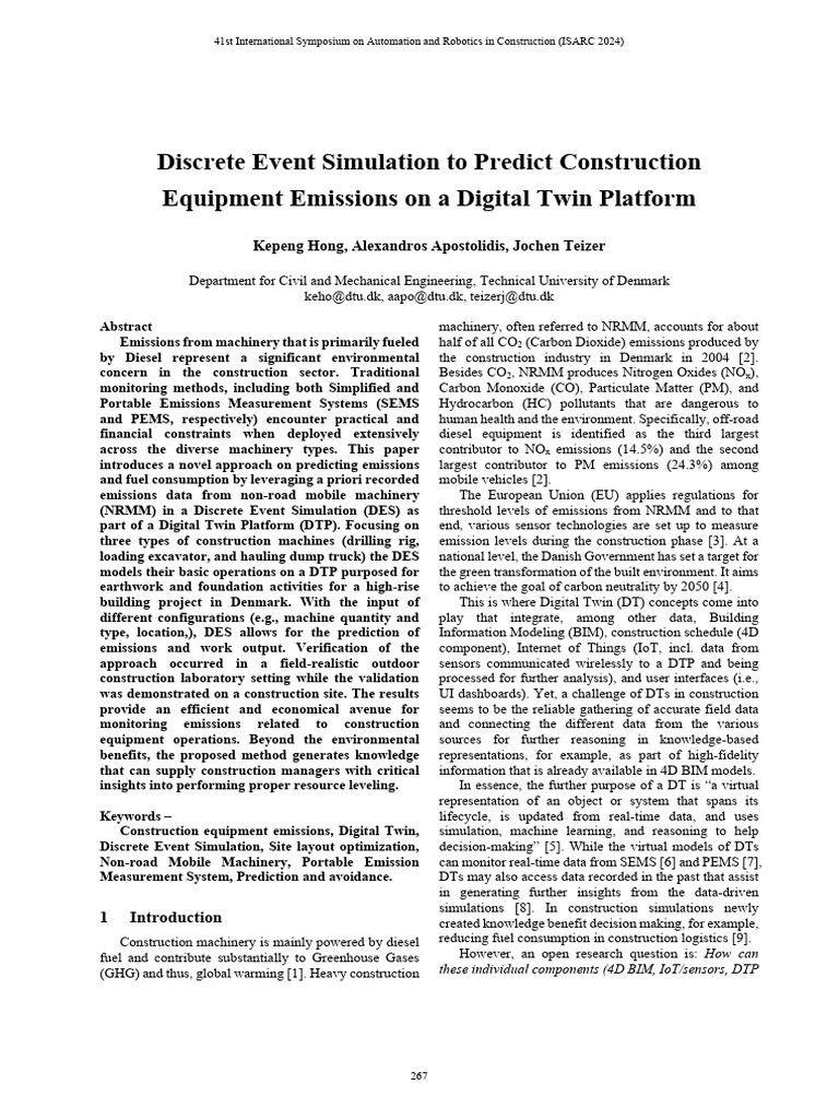 2024 - Teizer - Discrete Event Simulation To Predict Construction | PDF ...