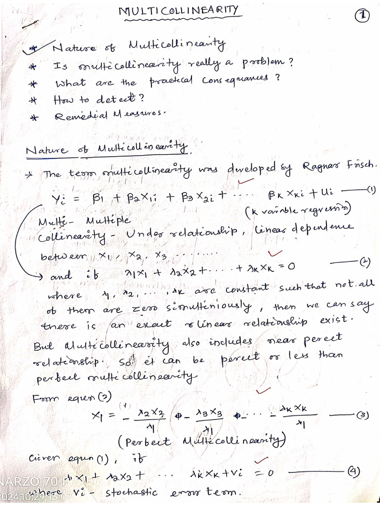 Unit 4 Multicollinearity | PDF