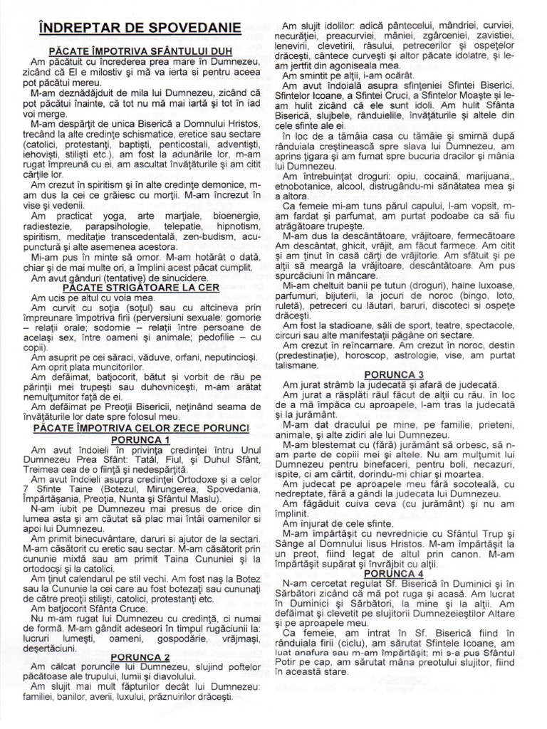 Indreptar Spovedanie (Prescurtat) | PDF