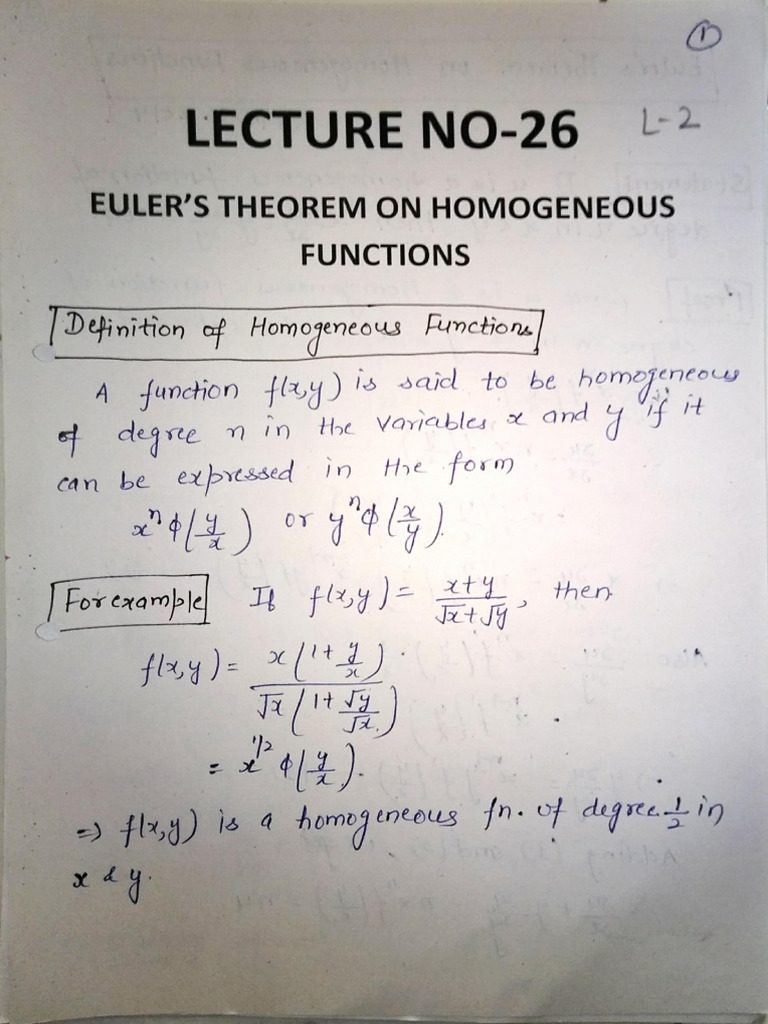Homogeneous Functions | PDF