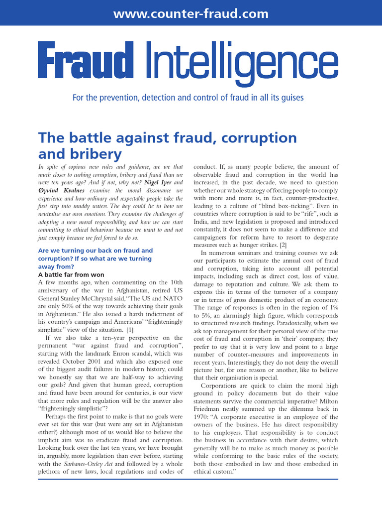 Defence Against Fraud Corruption and Bribery | PDF | Corruption | Audit